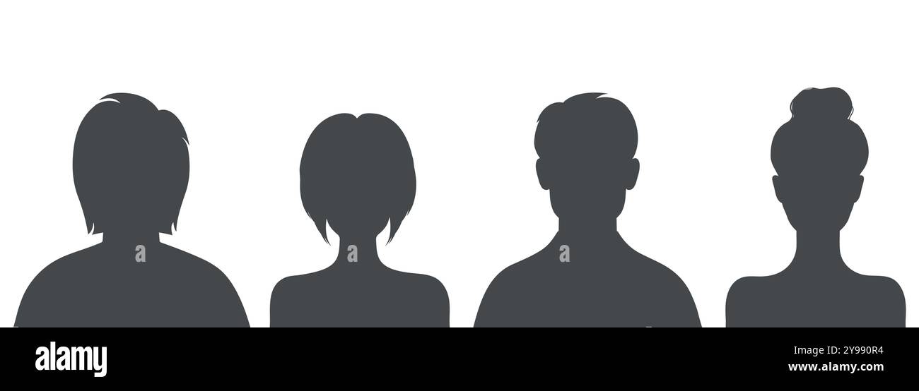 Men and women silhouettes set isolated on white background. Abstract ...