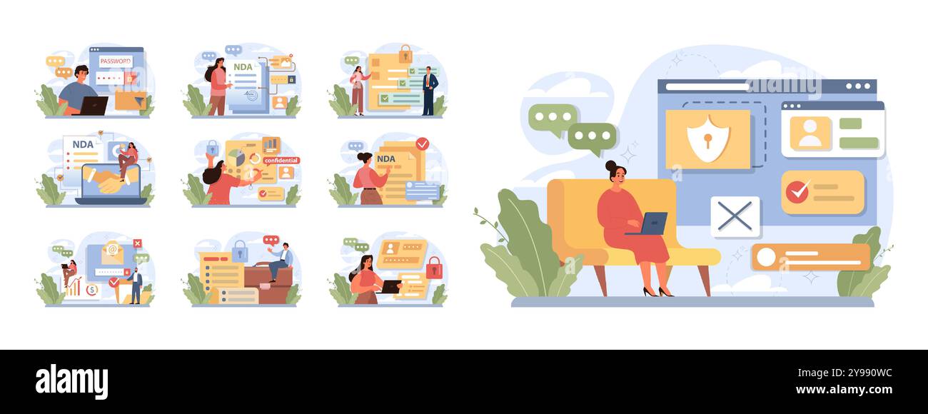 Personal data security set. Information privacy and confidentiality ...