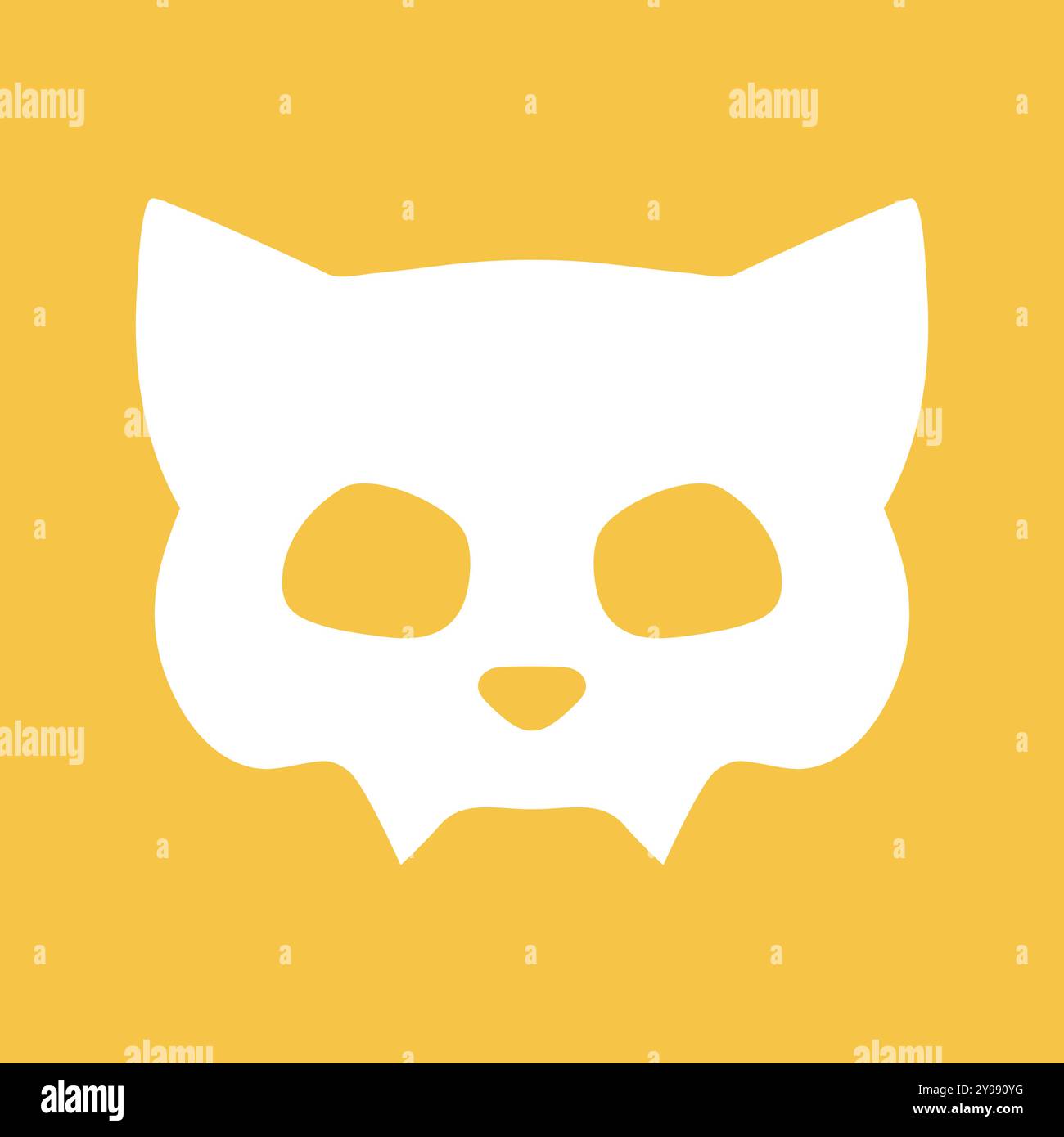 Cat skull silhouette on yellow background. Vector illustration Stock ...
