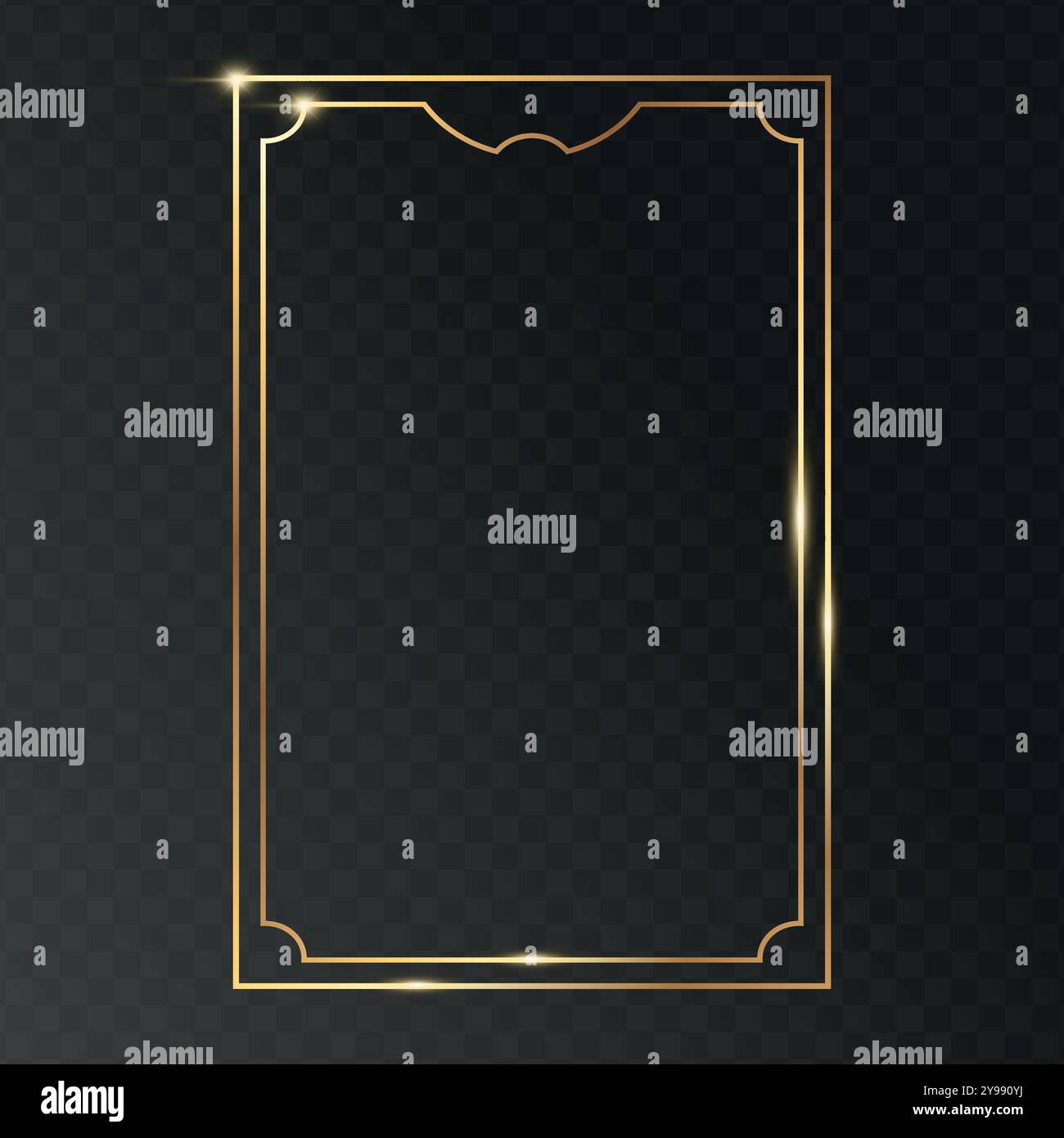Shiny golden frame on dark transparent background. Luxury golden border ...