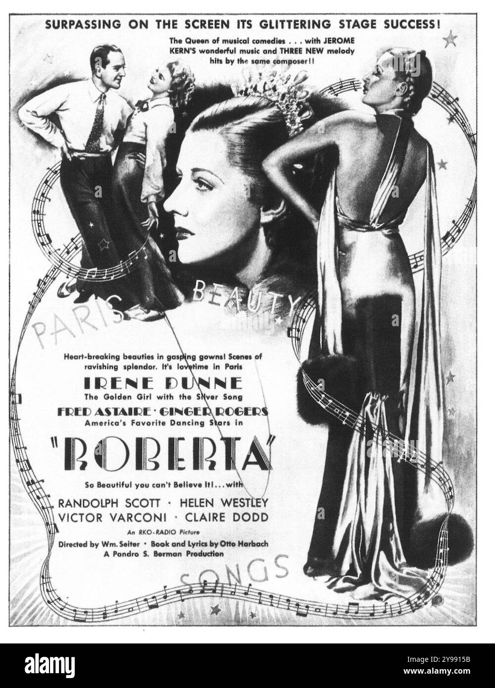 1935 Roberta film poster - a musical film by RKO Radio Pictures and directed by William A ...