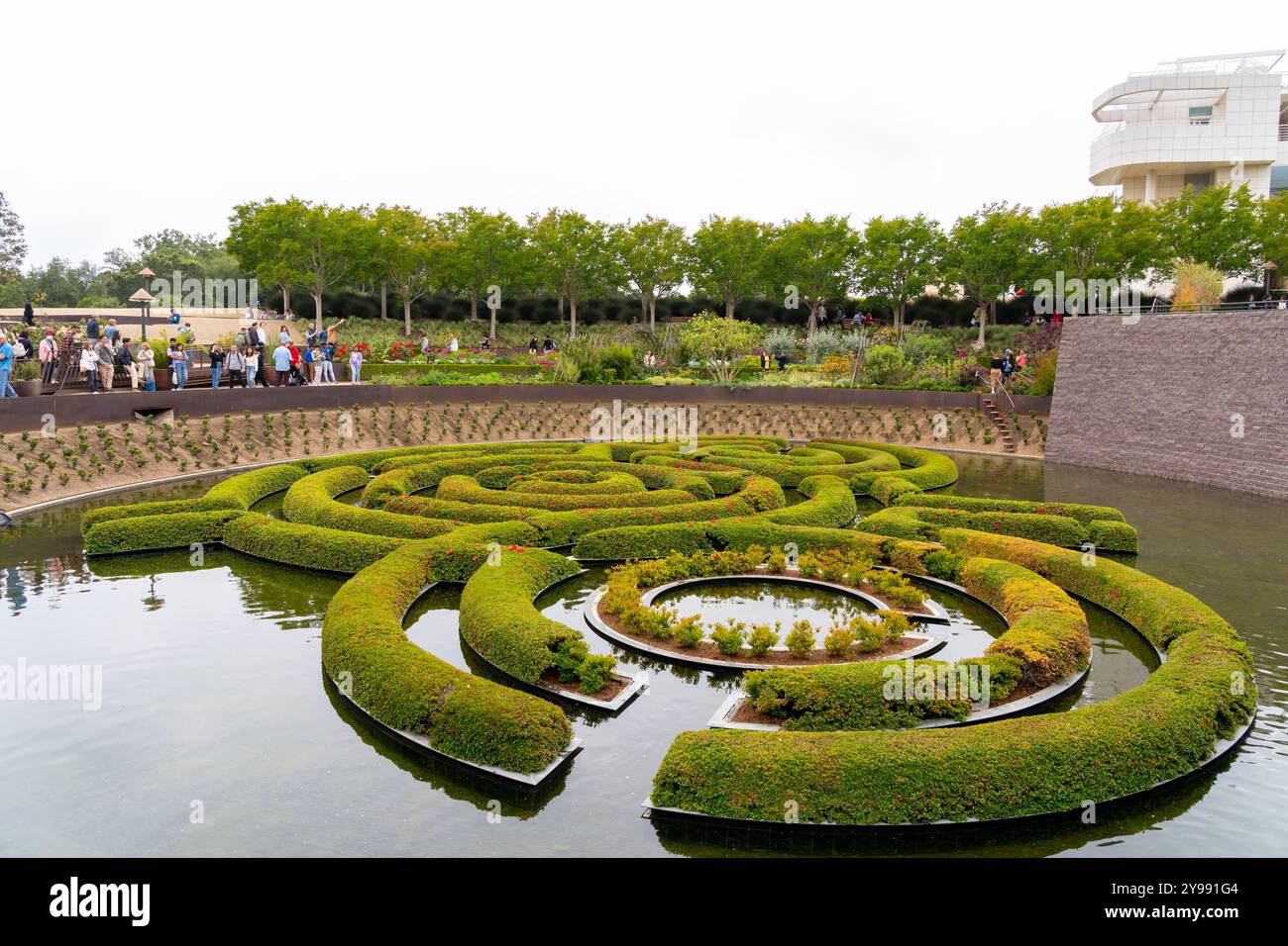 People visiting Central Garden in Getty Center. Los Angeles, California ...