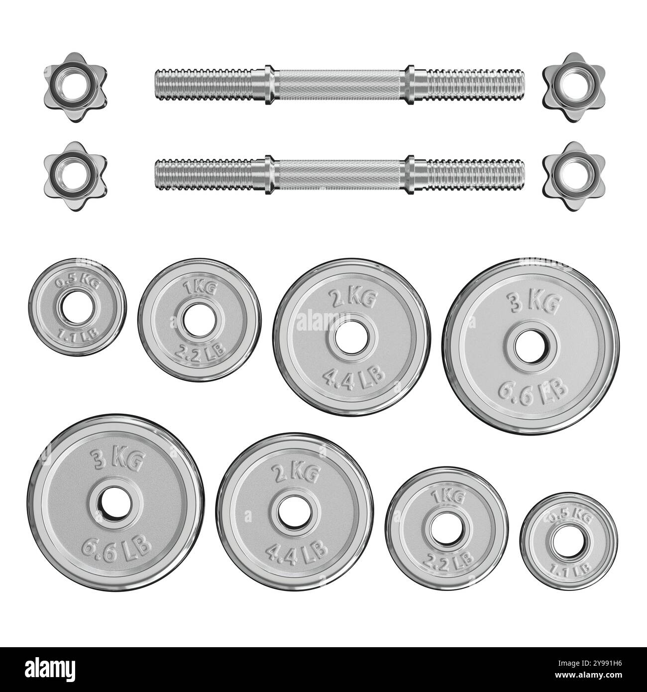Parts of cast iron chrome Adjustable Dumbbel, rod handle, weight plates ...