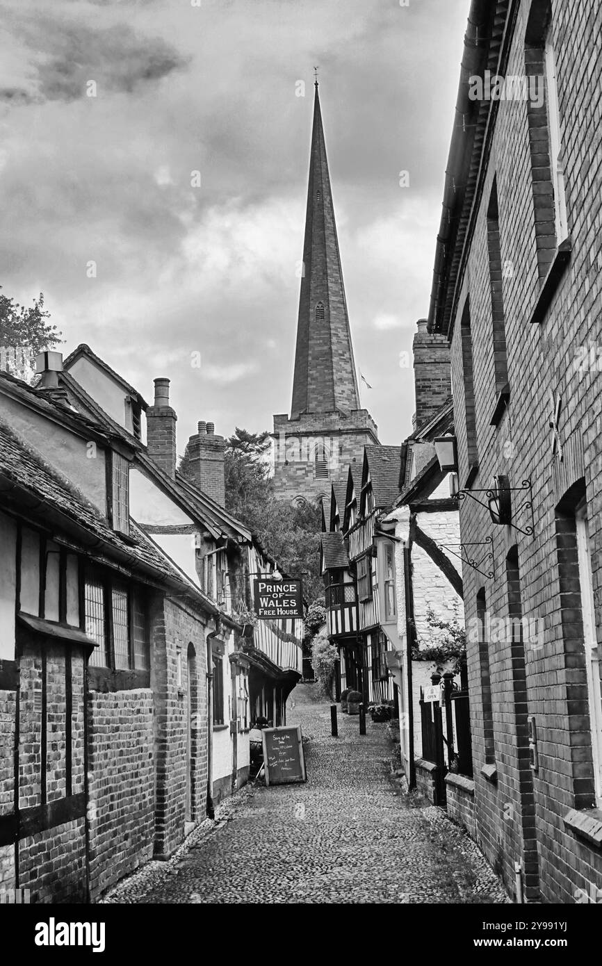 Church Lane Ledbury in Black and White HR8 1DW Stock Photo - Alamy