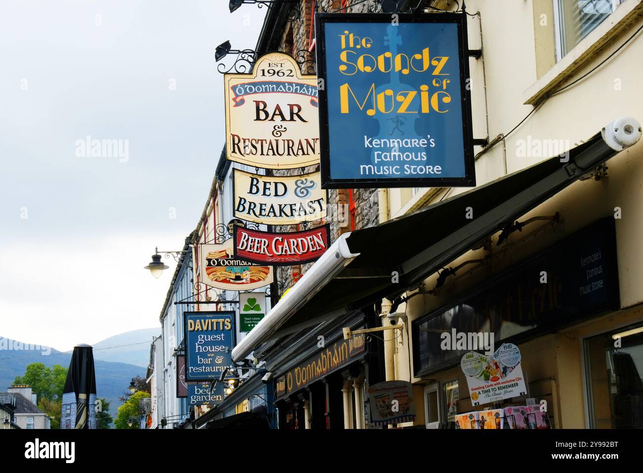 Wall mounted street signs, Kenmare, County Kerry, Ireland Stock Photo ...