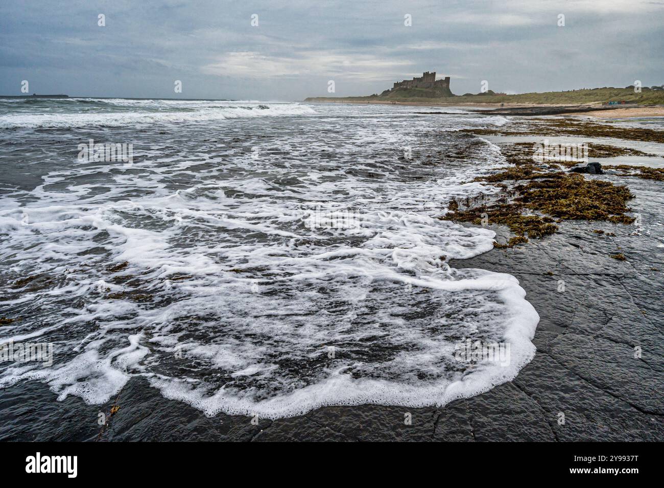 The image is of the medieval castle of Bamburgh that overlooks Embleton ...