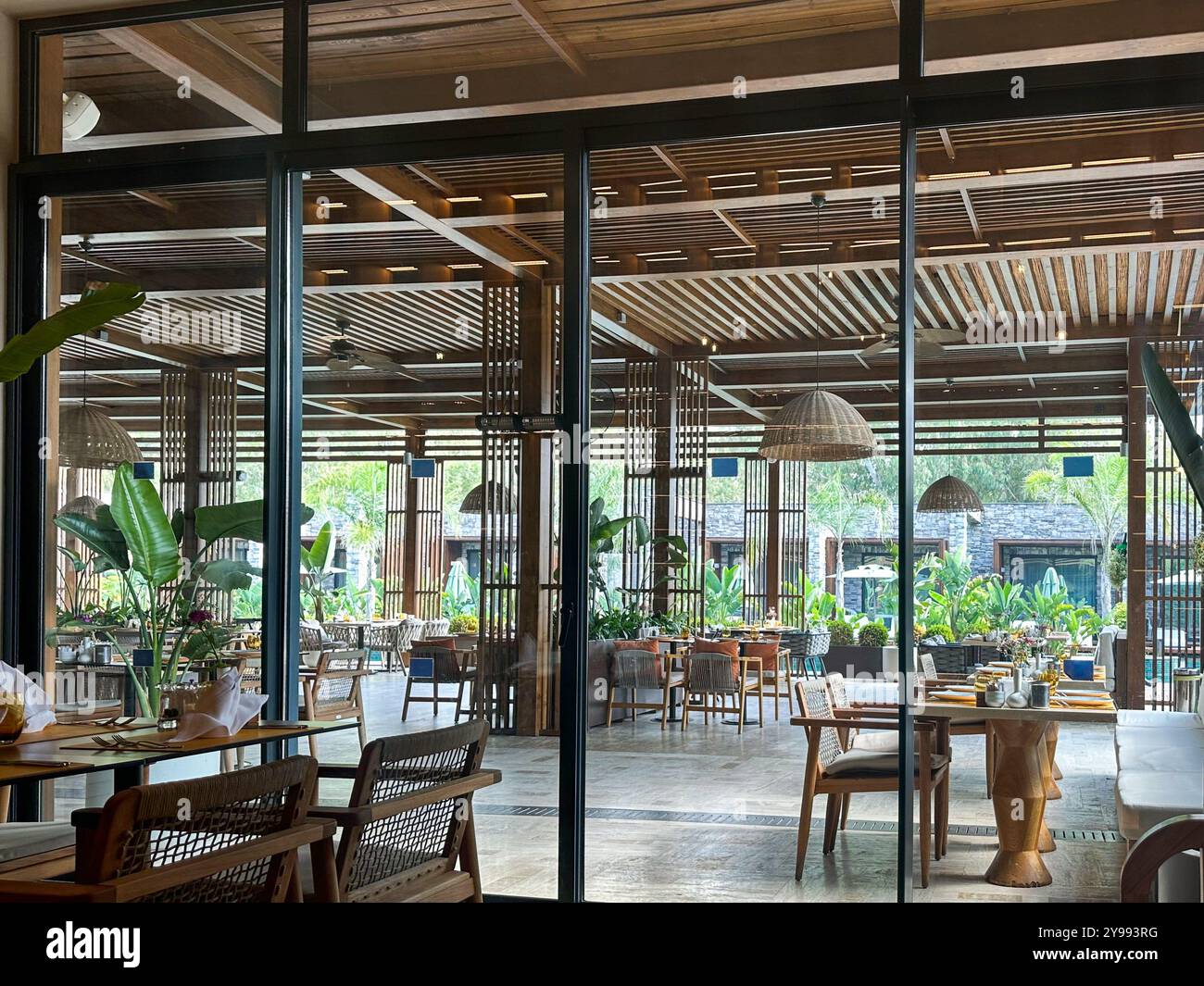 Cozy cafeteria with stylish furniture. Interior design Stock Photo - Alamy