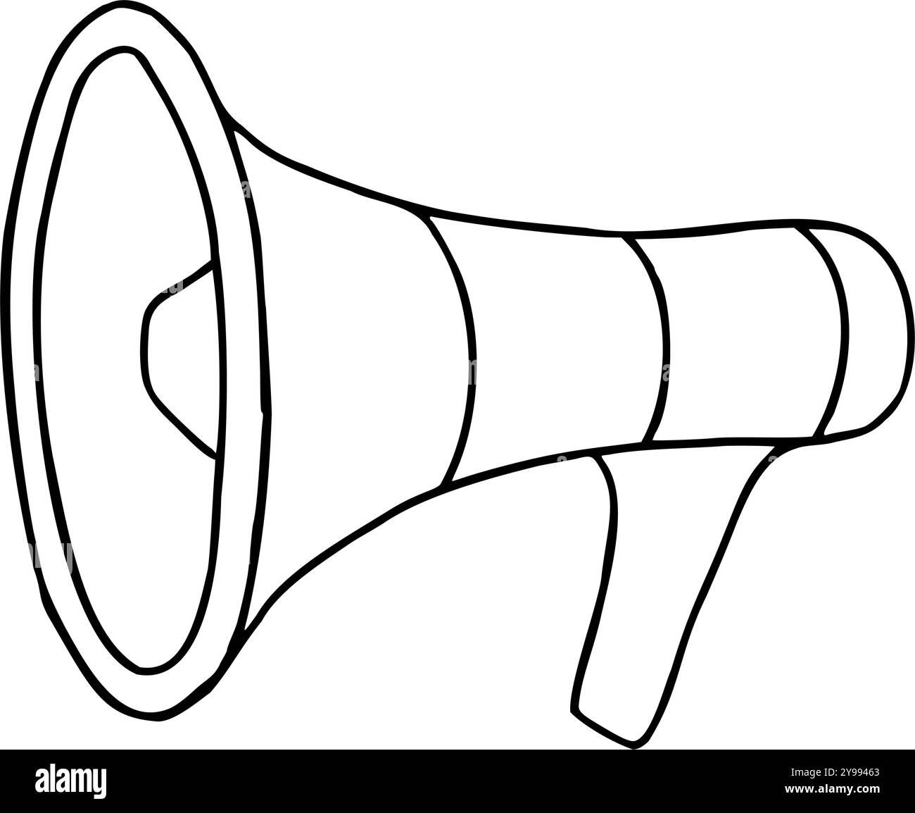 Monochrome loudspeaker vector sketch painted by black inks. Etching ...