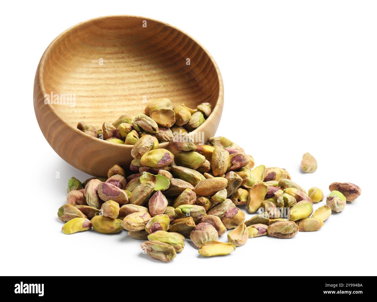 Peeled pistachio nuts and bowl isolated on white Stock Photo - Alamy