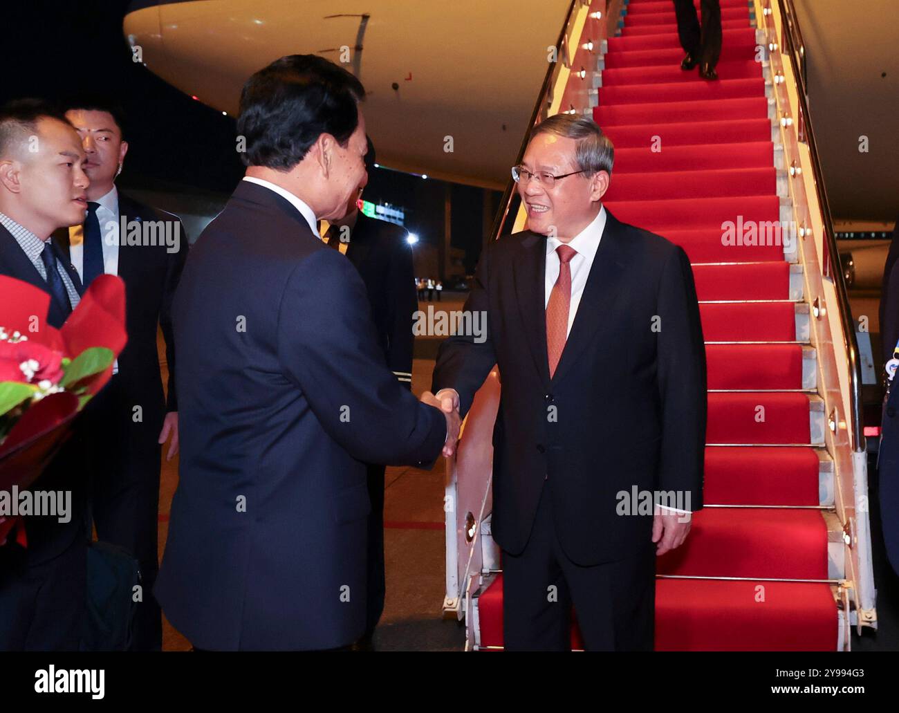 Vientiane, Laos. 9th Oct, 2024. Chinese Premier Li Qiang arrives at ...