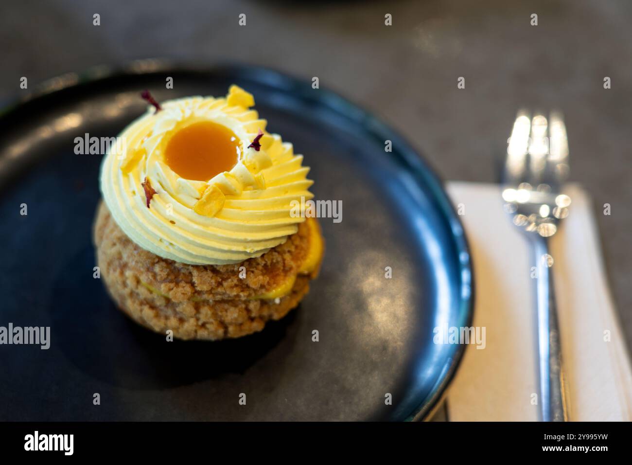 choux profiteroles french puff pastry filled with whipped cream mango ...