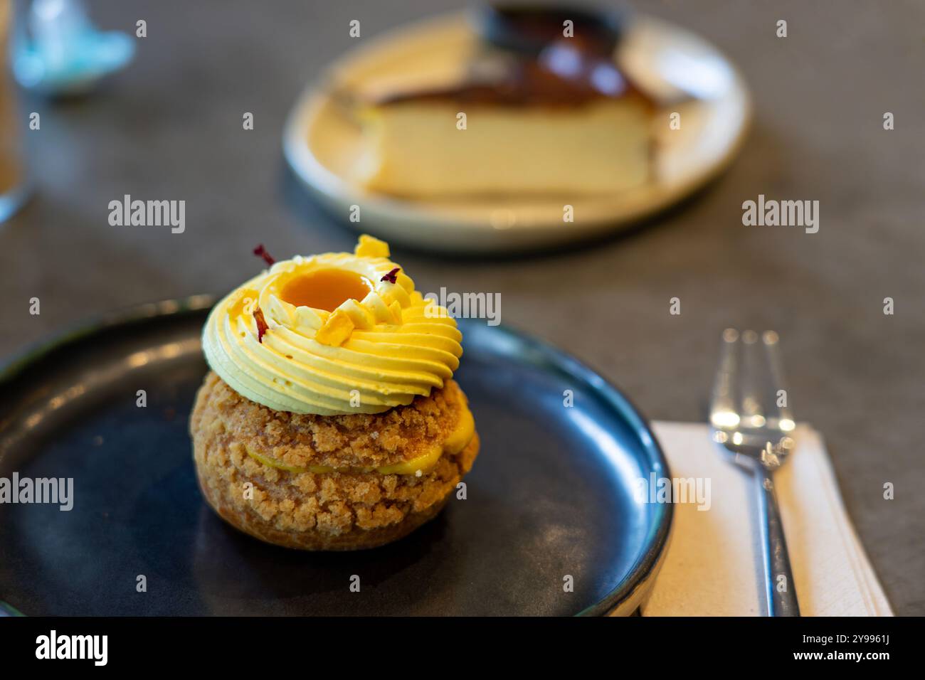 choux profiteroles french puff pastry filled with whipped cream mango ...