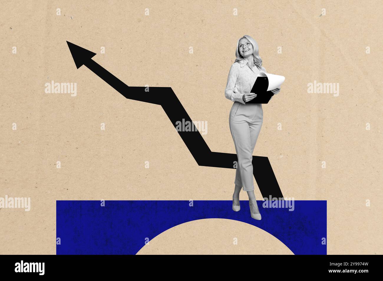 Collage image poster of happy successful lady earn money income ...