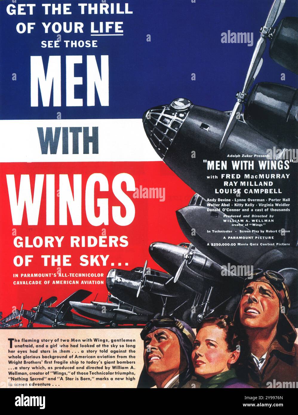 1938 Men with Wings film poster - American Technicolor war film ...