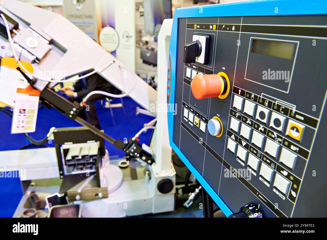 Control panel of automatic band sawing machine Stock Photo - Alamy