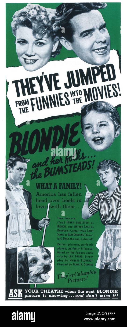 1938 Blondie film poster. American comedy film directed by Frank ... 1938 Blondie film poster. American comedy film directed by Frank ...