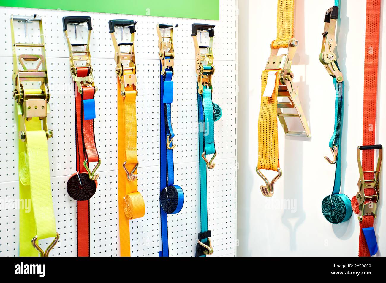 Lashing straps industrial on store exhibition Stock Photo - Alamy