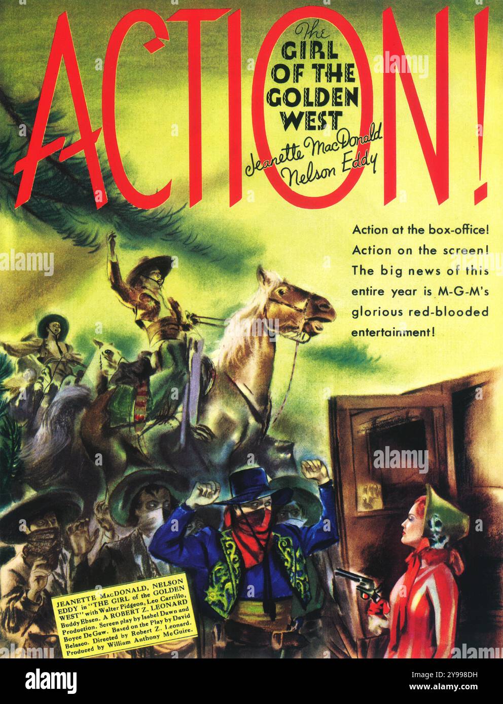 1938 The Girl of the Golden West film poster. MGM Western/Musical ...