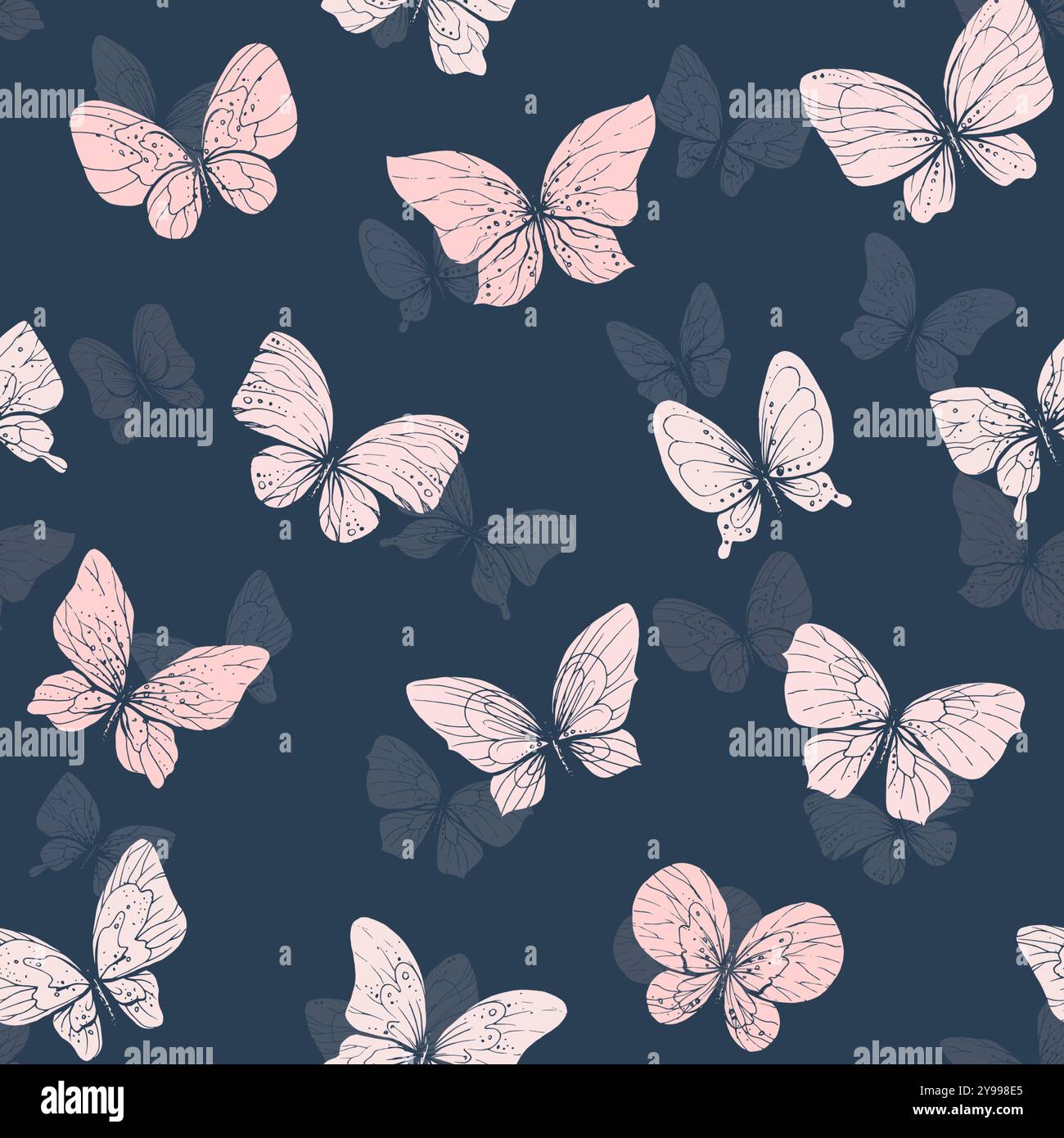Delicate pink butterflies flying with wings in the form of inversion of ...