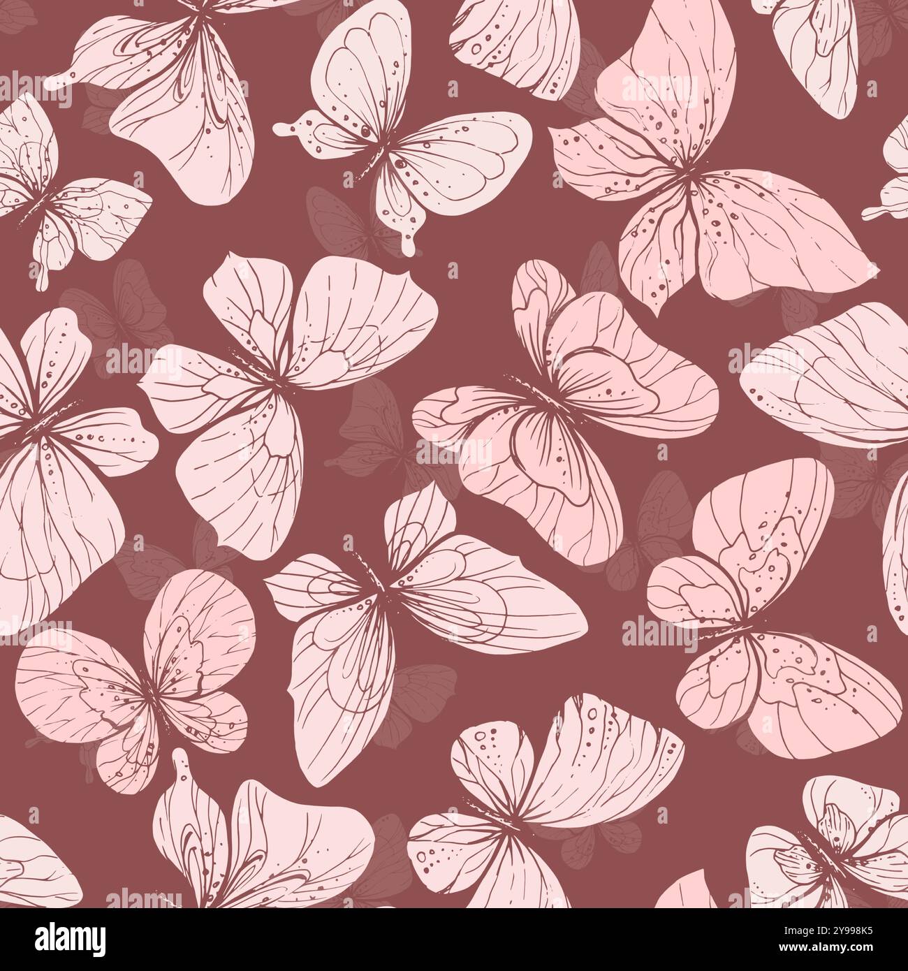 Delicate pink butterflies flying with wings in the form of inversion of ...