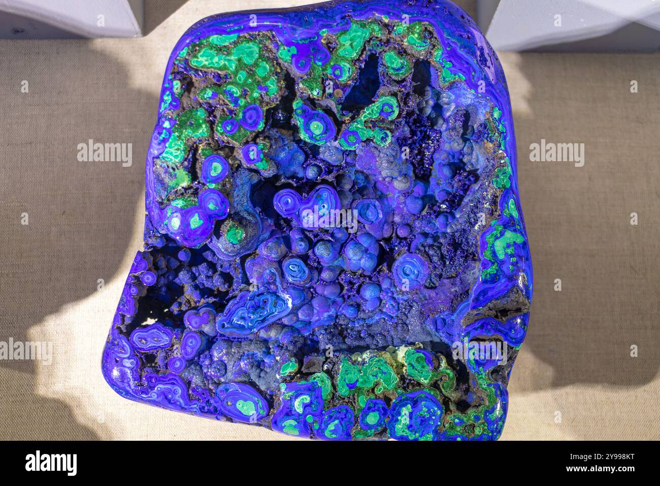 Blue-green mineral - azurite with malachite Stock Photo - Alamy