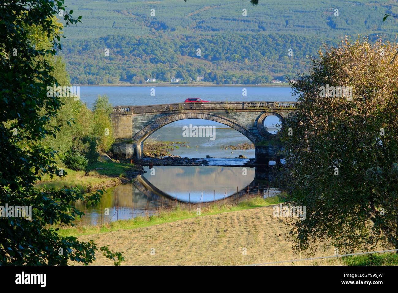 View of Inveraray bridge (Aray Bridge) from Inveraray Castle in Argyll ...