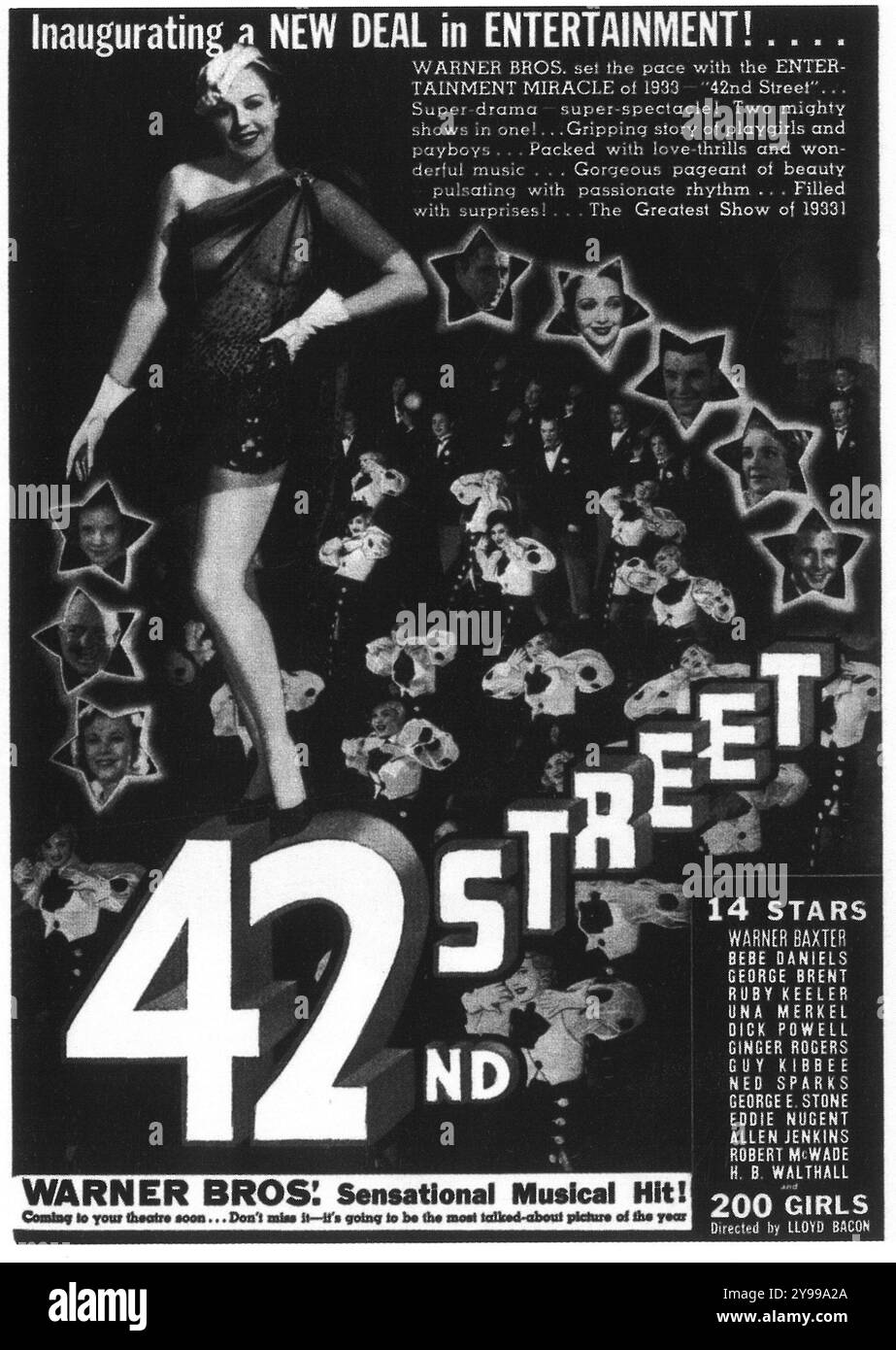 1933 42nd Street film poster. A musical directed by Lloyd Bacon, with ...