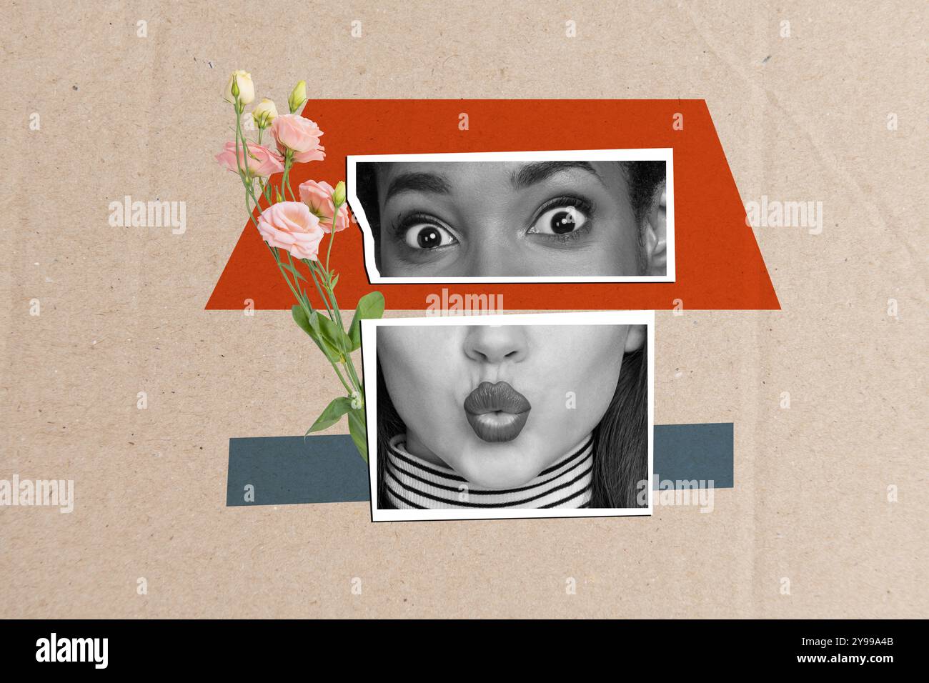 Composite collage picture image of female face puzzle photos kissing ...