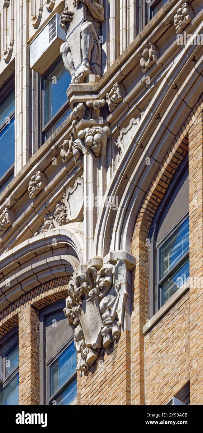 Grotesques embellish the façade of Lafayette Hall, the NYU residence ...