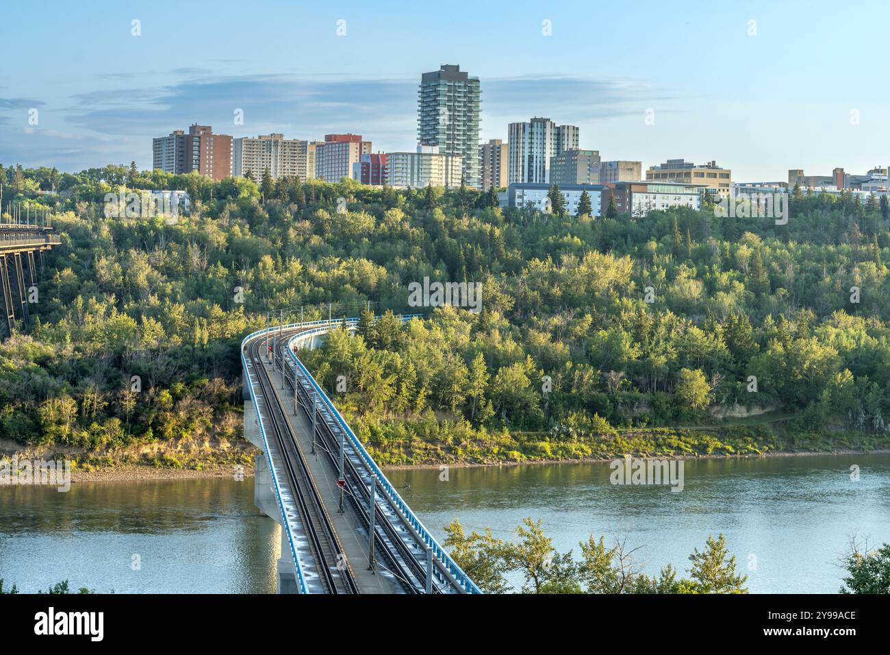 Edmonton,Canada, August 28, 2024: Dudley B. Menzies Bridge leading LRT ...