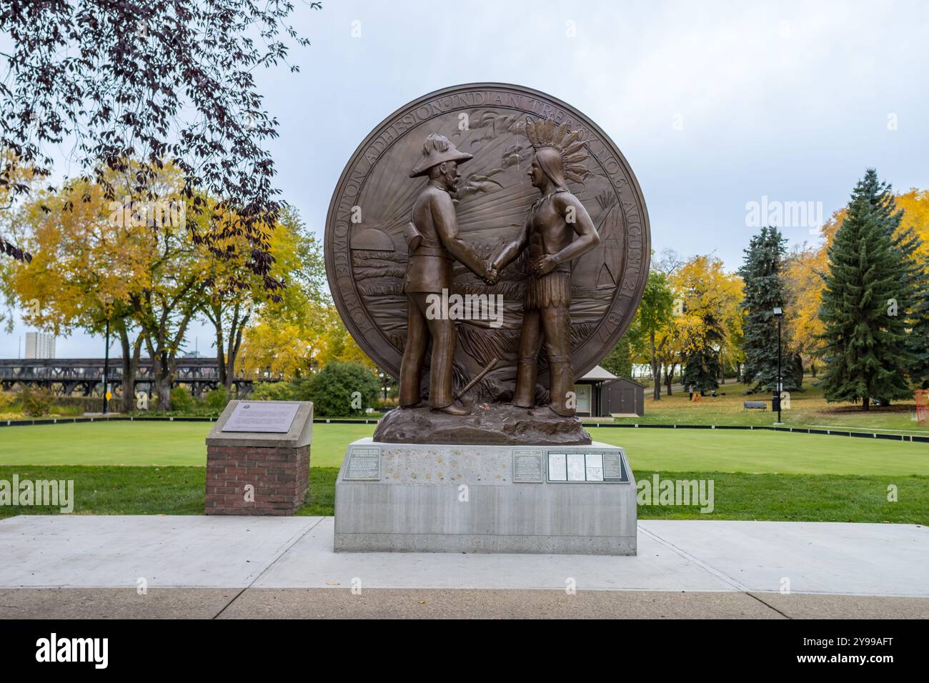 Edmonton,Canada, October 6, 2024: Adhesions 1877-1950. The bronze ...