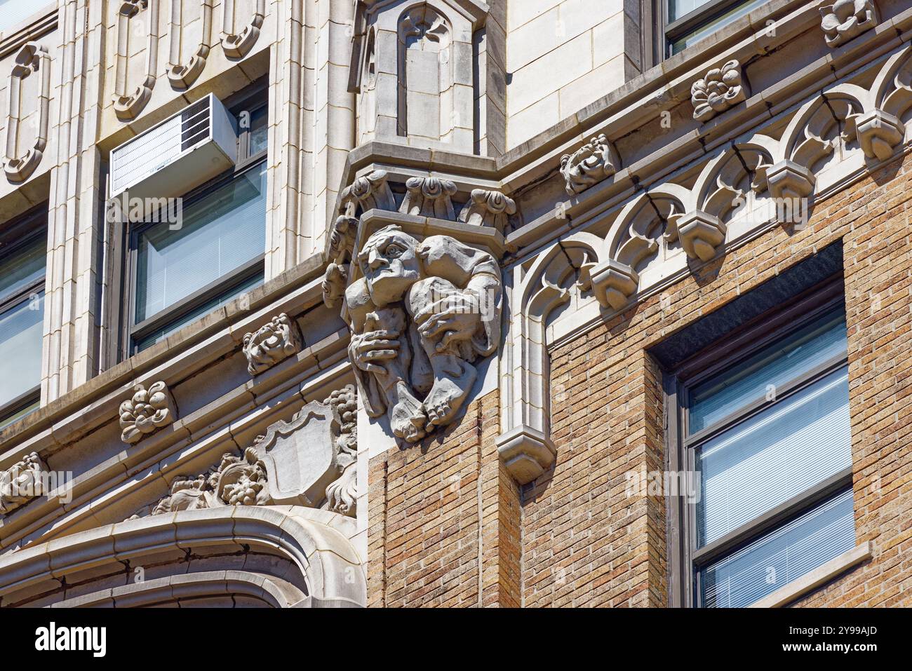 Grotesques embellish the façade of Lafayette Hall, the NYU residence ...