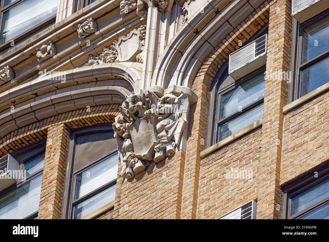 Grotesques embellish the façade of Lafayette Hall, the NYU residence ...