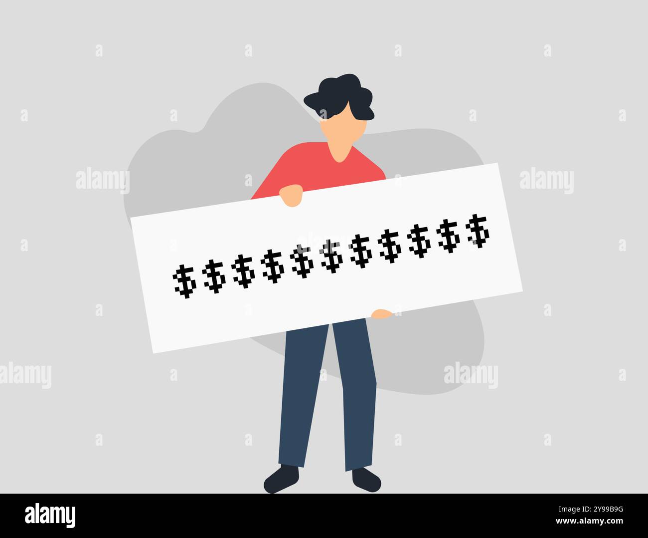 Man holding cheque financial prize bill illustration Stock Vector Image ...