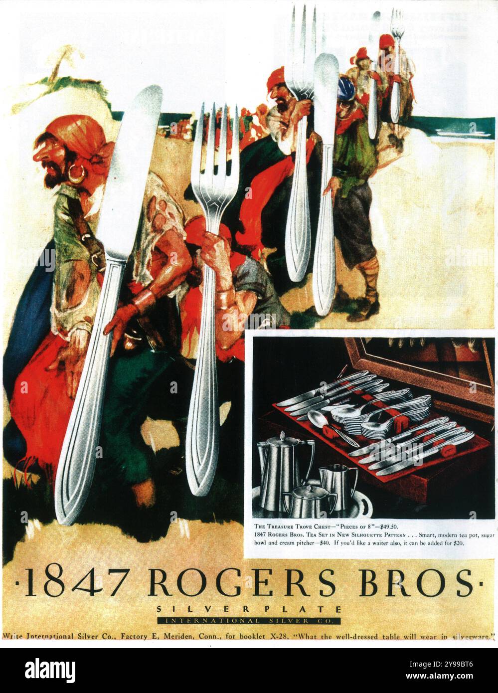 1930 1847 Roger Bros Silver Cutlery Ad - The Treasure Trove chest Stock ...