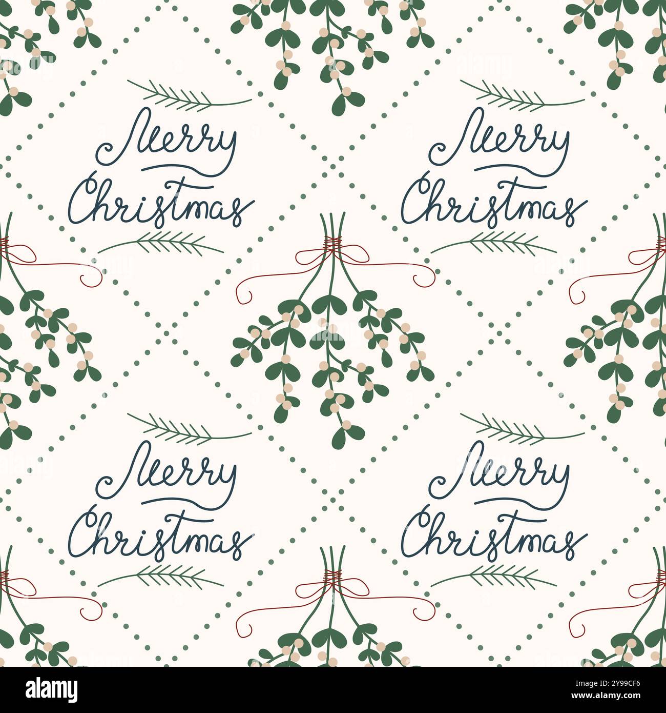 Simple Christmas vector seamless pattern. Merry Christmas wishes and ...