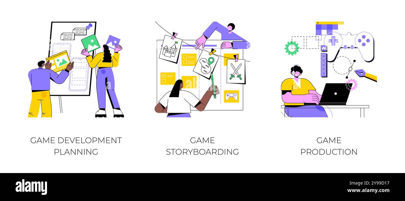 Game development process isolated cartoon vector illustrations Stock ...