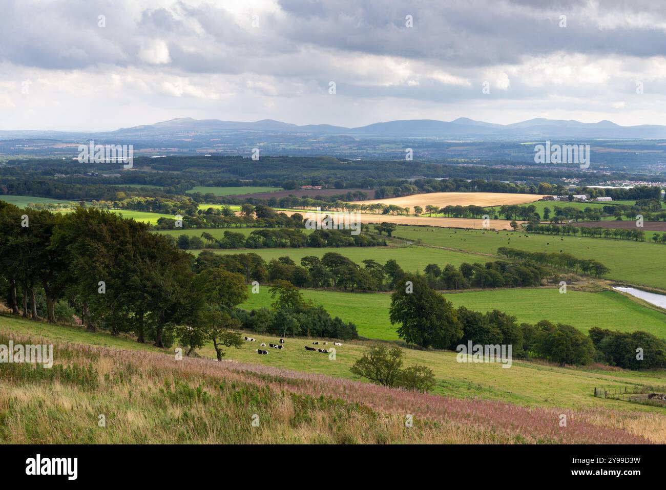 A view of the Scottish hills as seen from the Bathgate Hills in West ...