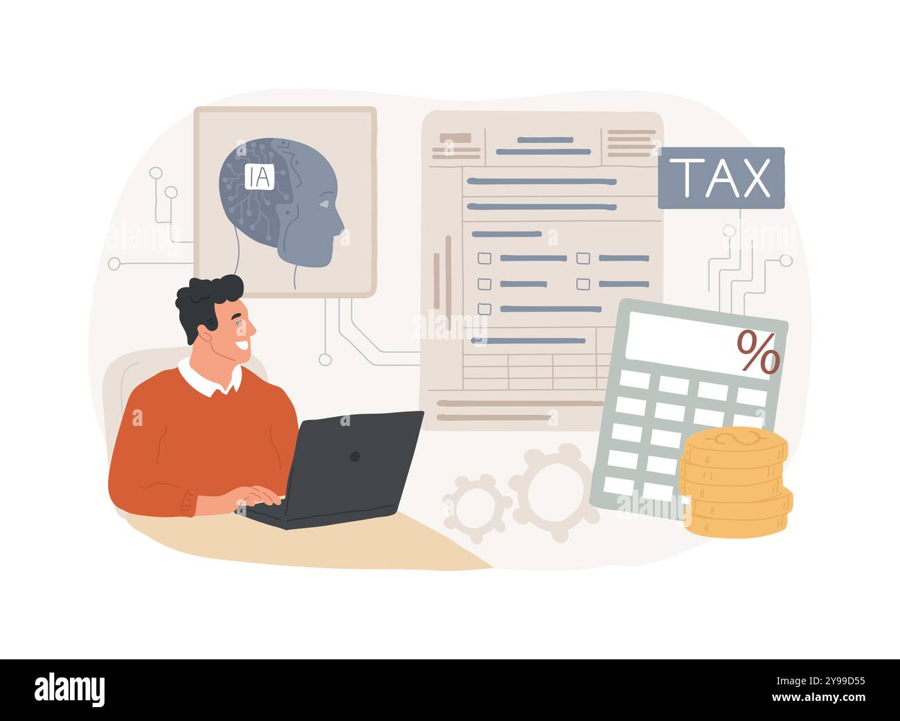 AI-Streamlined Tax Preparation abstract concept vector illustration ...