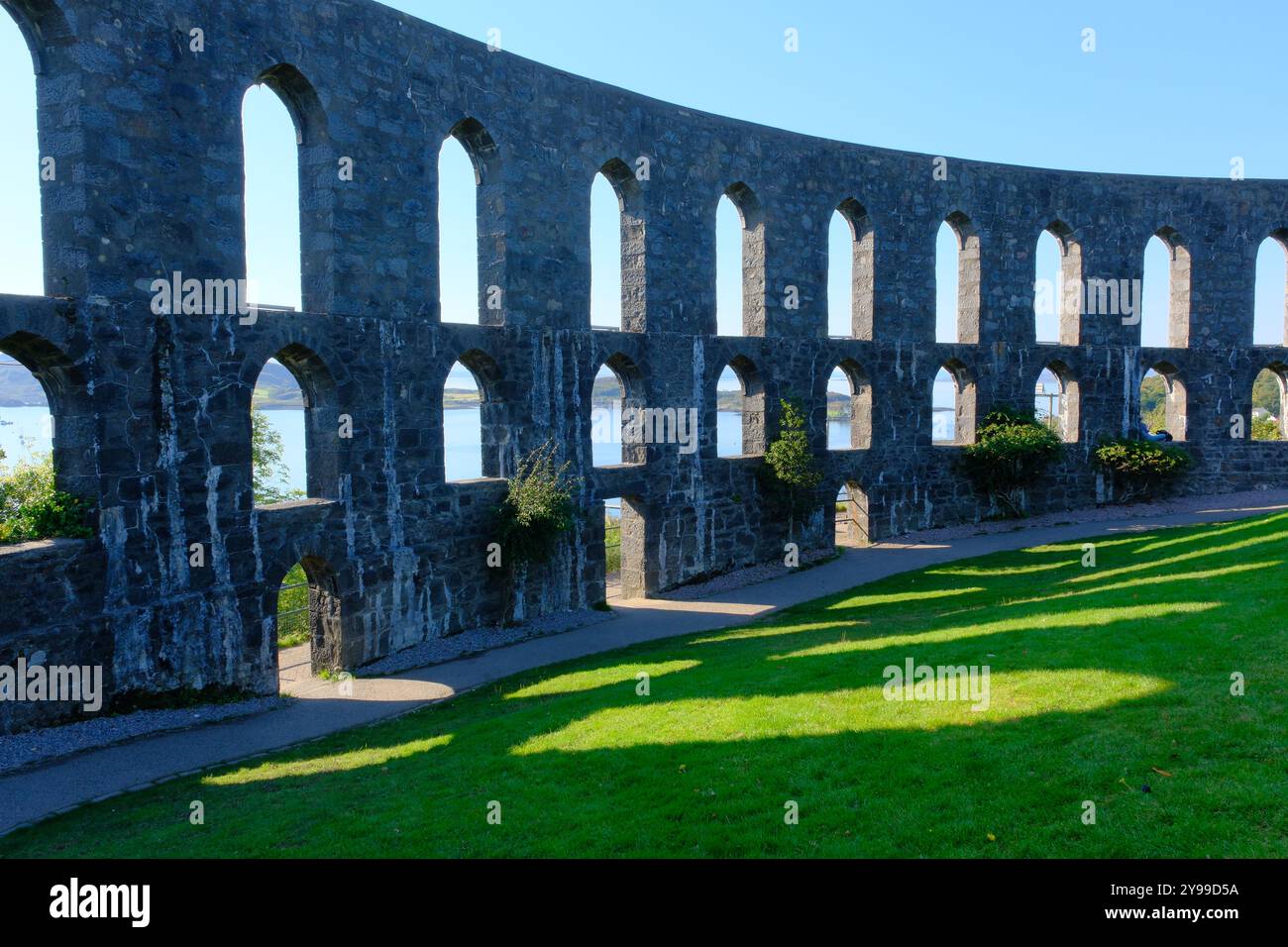McCaigs tower built above bay on Battery hill, Oban, Scotland UK Stock ...