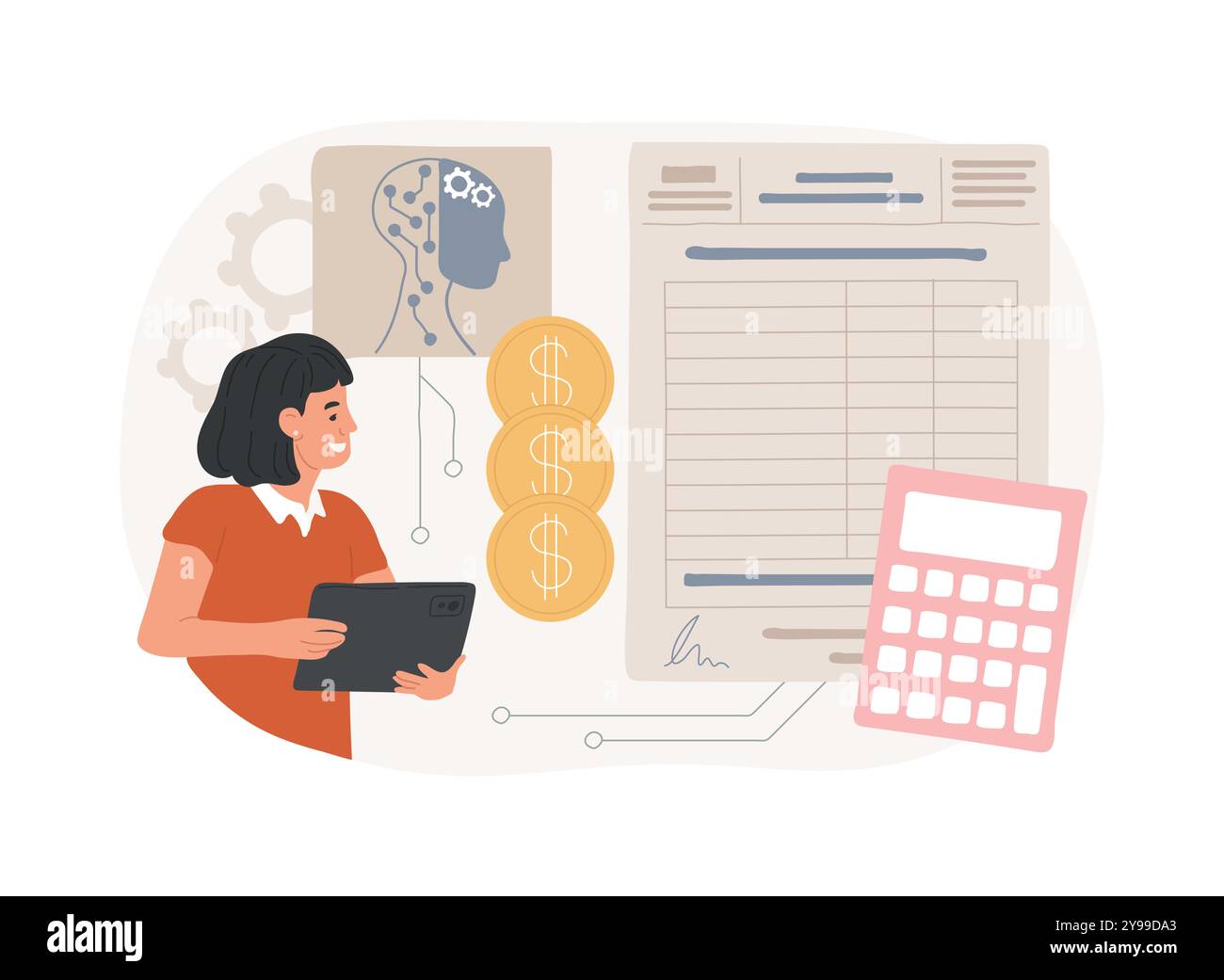 AI-Supported Invoice Processing abstract concept vector illustration ...