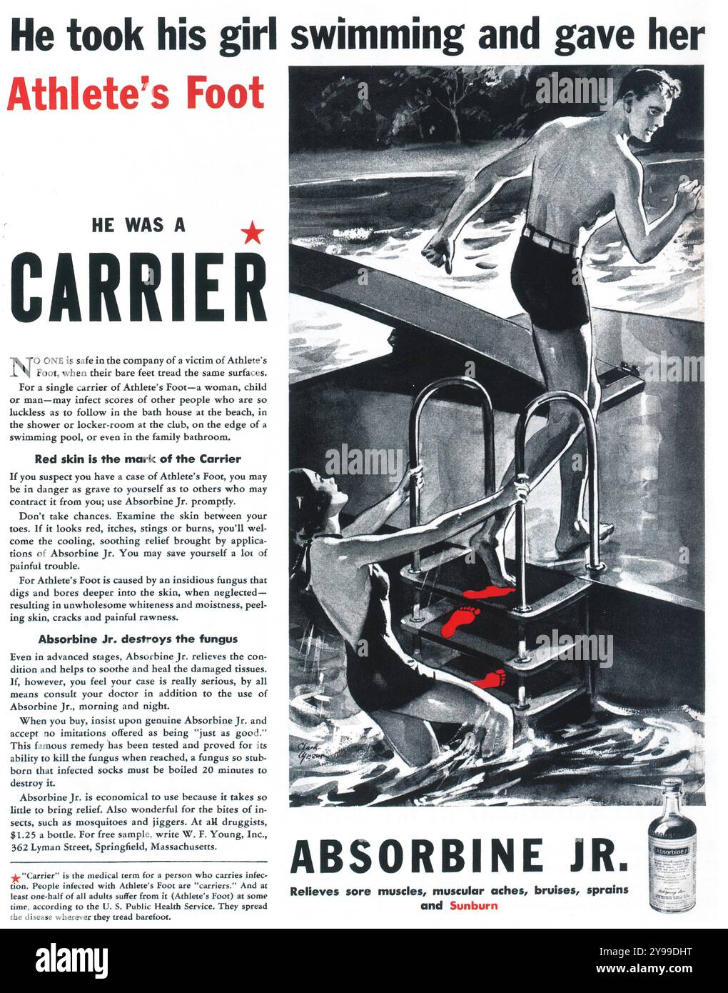 1937 Absorbine Jr Ad - "Relieves sore muscles, muscular aches, bruises ...