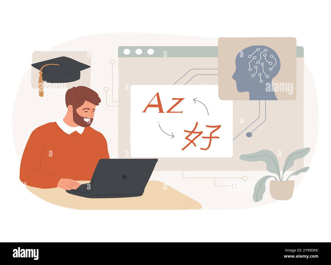 AI-Backed Language Translation abstract concept vector illustration ...