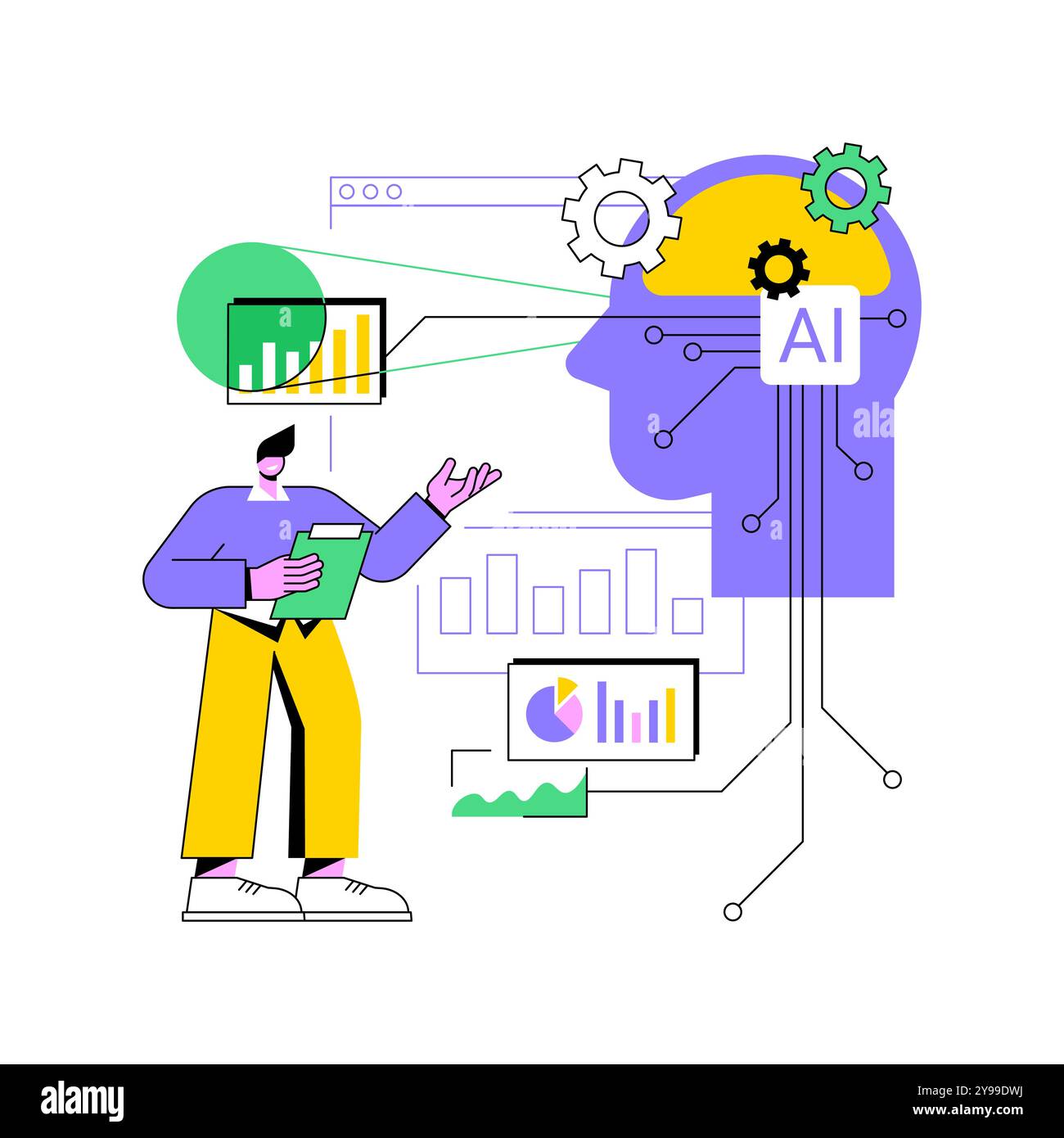 Interactive Data Visualization By Ai Abstract Concept Vector Illustration Stock Vector Image