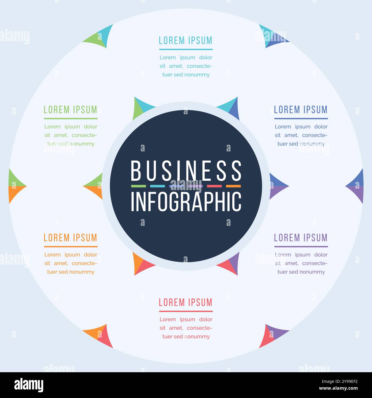 Circle Infographic design 6 steps, objects, elements or options ...