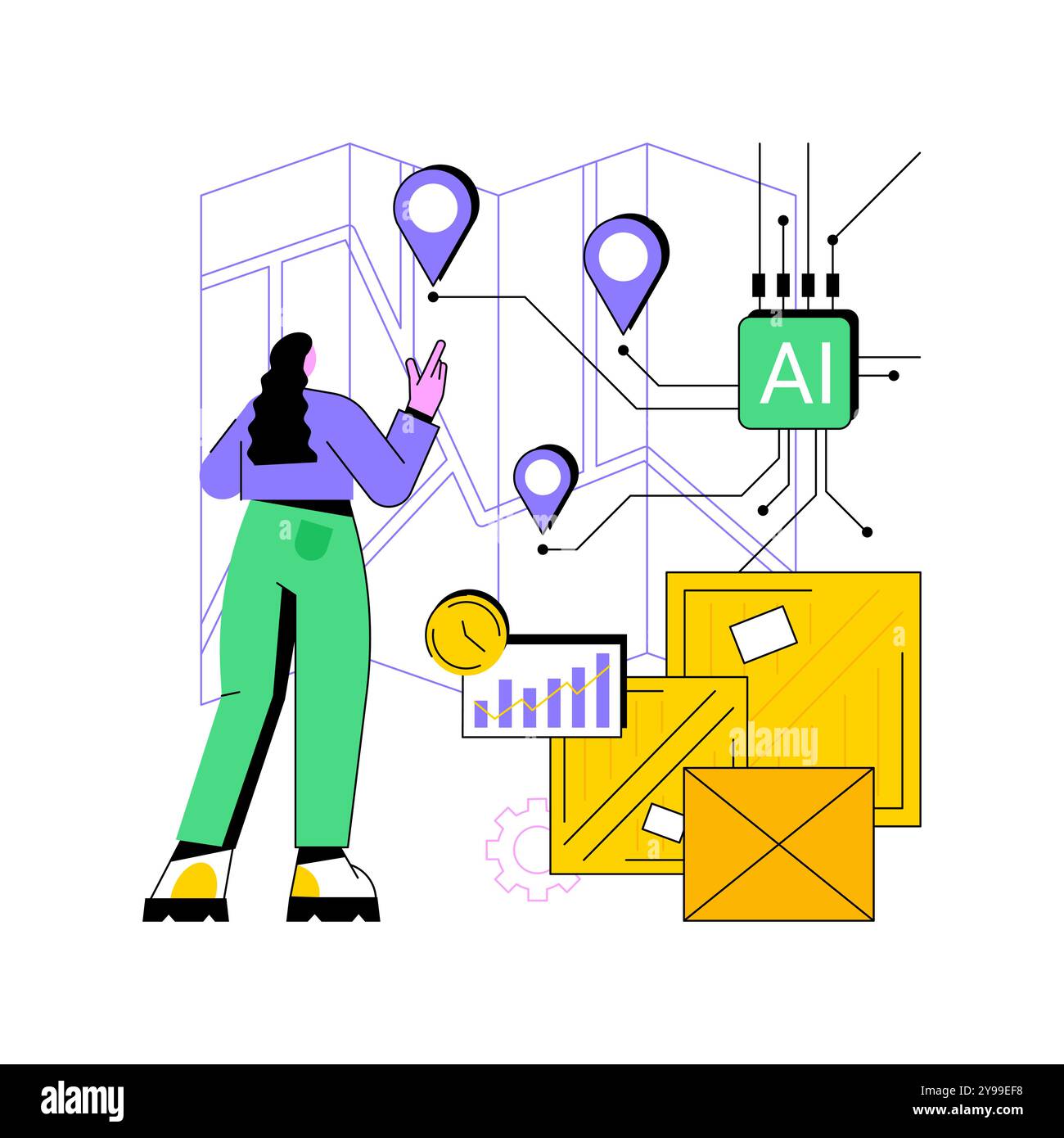 Real-Time Supply Chain Visibility with AI abstract concept vector ...