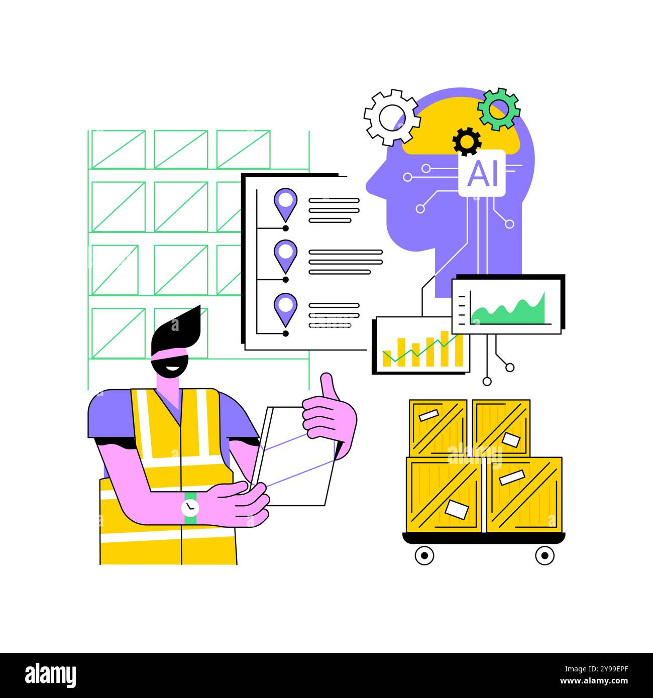 AI-Driven Inventory Automation abstract concept vector illustration ...