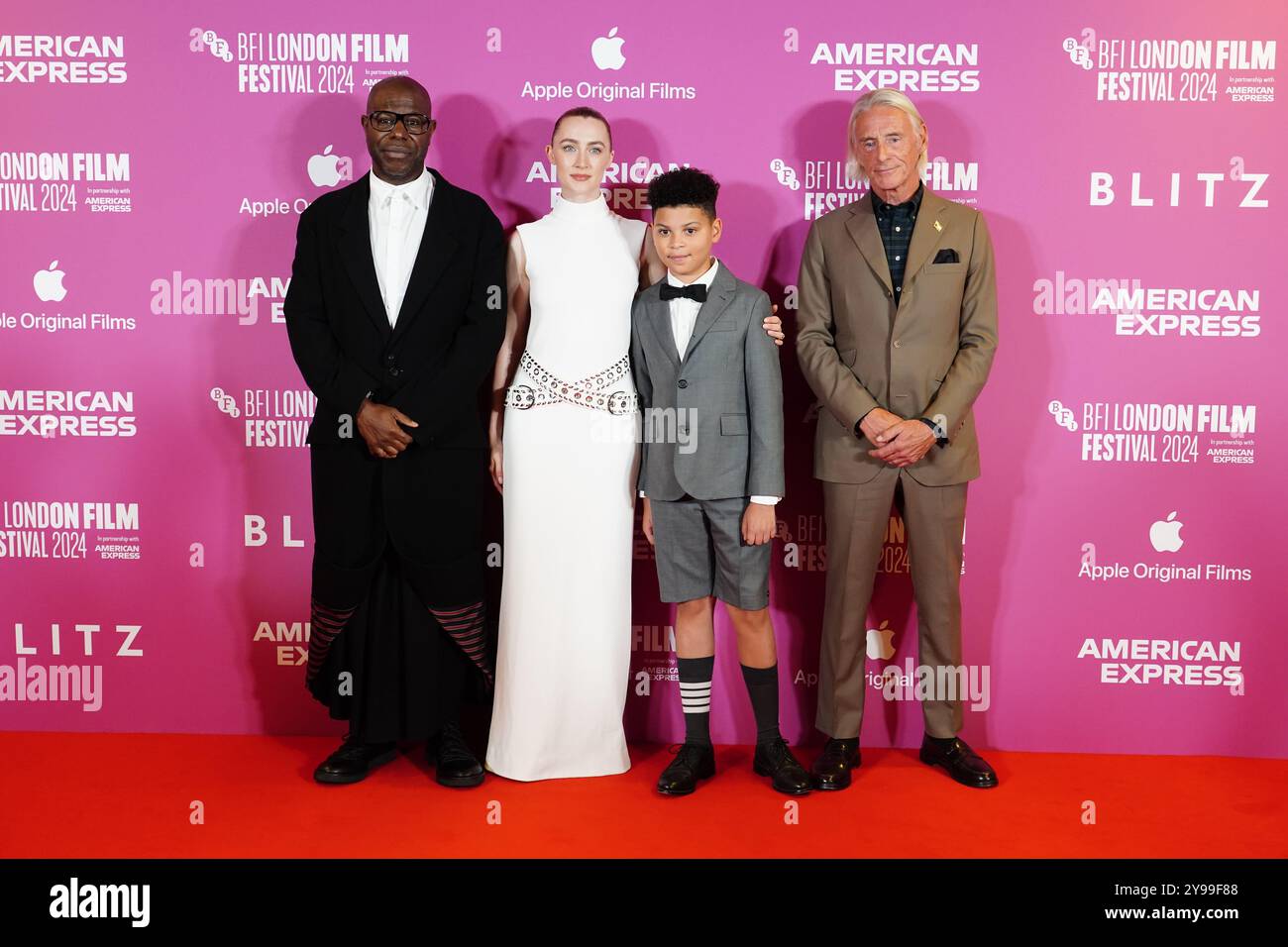 (left to right) Steve McQueen, Saoirse Ronan, Elliott Heffernan, and ...