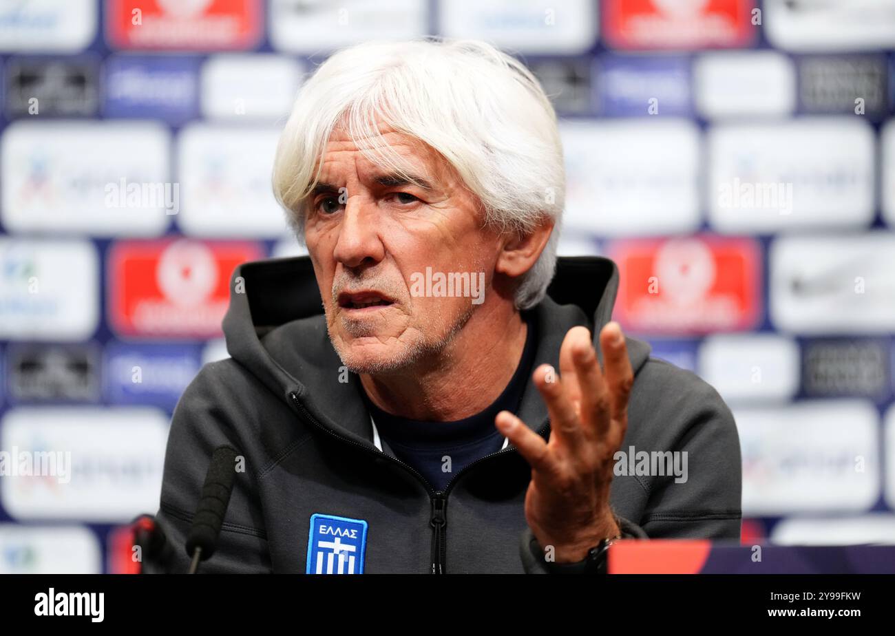 Greece manager Ivan Jovanovic during a press conference at Wembley ...