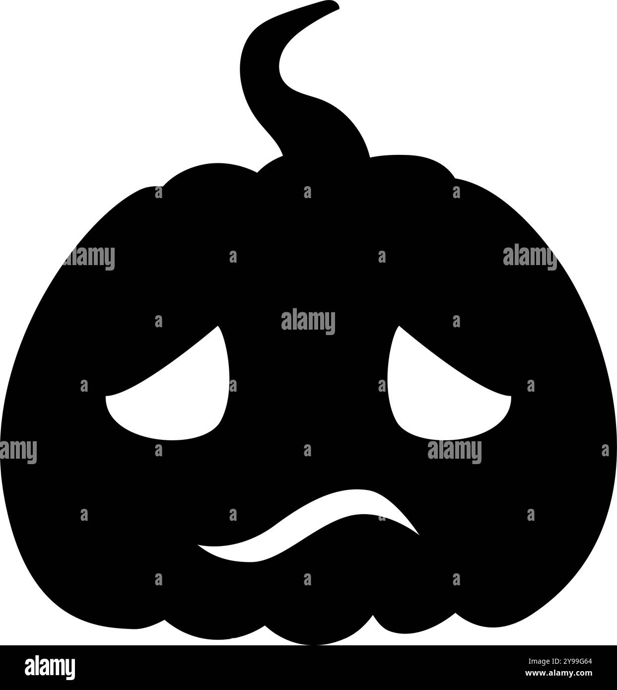 Jack-o-lantern sad pumpkin face expression silhouette. Halloween party ...
